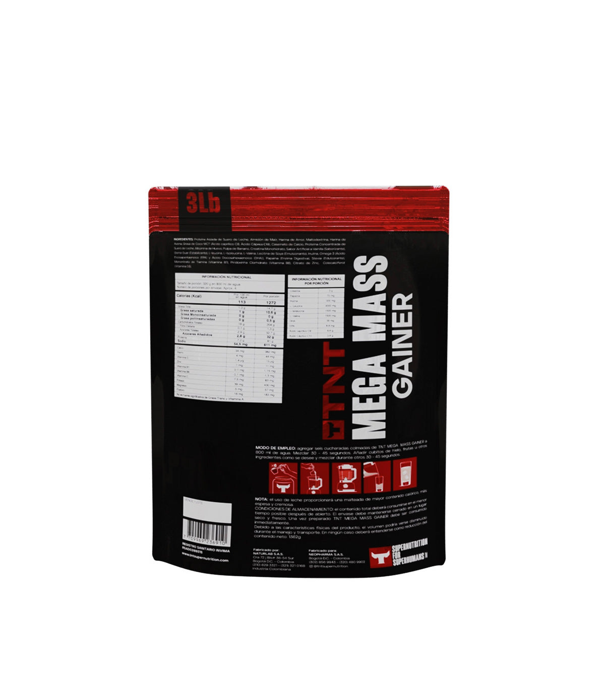 TNT Mega Mass Gainer 3 Lbs - Proteína Hipercalórica para Ganar Masa ...